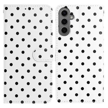 SAMSUNG GALAXY S25+ POLKA DOT PATTERN WALLET CASE - WHITE