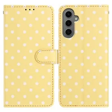 SAMSUNG GALAXY S25+ POLKA DOT PATTERN WALLET CASE - YELLOW