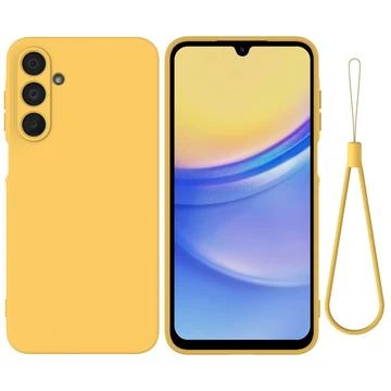 SAMSUNG GALAXY M16/F16 LIQUID SILICONE CASE WITH HAND STRAP - YELLOW