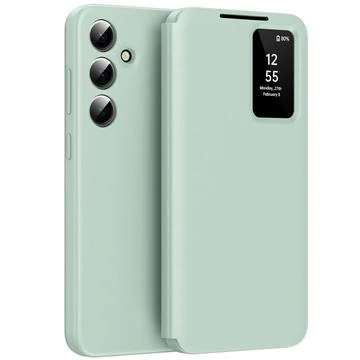 SAMSUNG GALAXY A56 SMART CLEAR VIEW FLIP CASE WITH CARD SLOT - LIGHT GREEN