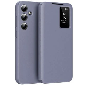 SAMSUNG GALAXY A56 SMART CLEAR VIEW FLIP CASE WITH CARD SLOT - GREY PURPLE