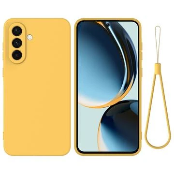 SAMSUNG GALAXY A56 LIQUID SILICONE CASE WITH HAND STRAP - YELLOW
