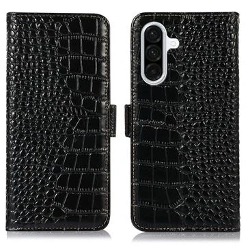 SAMSUNG GALAXY A36 CROCODILE SERIJA KOŽNA MASKA-NOVČANIK SA RFID-OM - CRNA