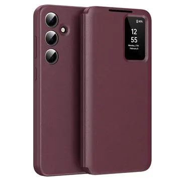 SAMSUNG GALAXY A16 SMART CLEAR VIEW FLIP CASE WITH CARD SLOT - WINE RED