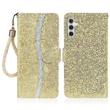 SAMSUNG GALAXY A16 STYLISH GLITTER WALLET CASE - GOLD