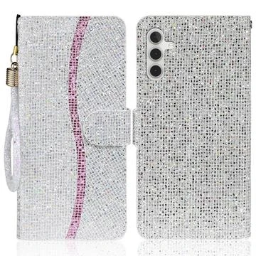 SAMSUNG GALAXY A16 STYLISH GLITTER WALLET CASE - SILVER