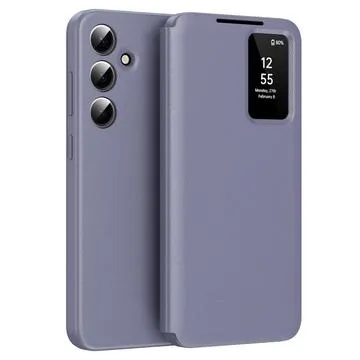 SAMSUNG GALAXY A16 SMART CLEAR VIEW FLIP CASE WITH CARD SLOT - GREY PURPLE