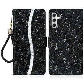 SAMSUNG GALAXY A16 STYLISH GLITTER WALLET CASE - BLACK