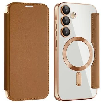 SAMSUNG GALAXY A35 FLIP CASE WITH CARD SLOT - MAGSAFE COMPATIBLE - BROWN