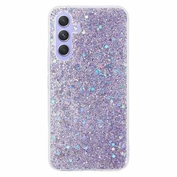 SAMSUNG GALAXY A35 GLITTER FLAKES TPU MASKA - LJUBIČASTA