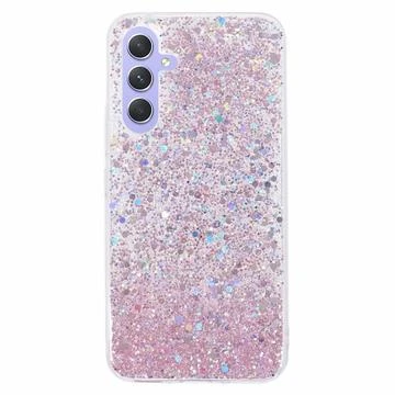 SAMSUNG GALAXY A35 GLITTER FLAKES TPU MASKA - ROZE