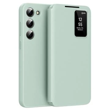 SAMSUNG GALAXY S23+ SMART CLEAR VIEW FLIP CASE WITH CARD SLOT - LIGHT GREEN