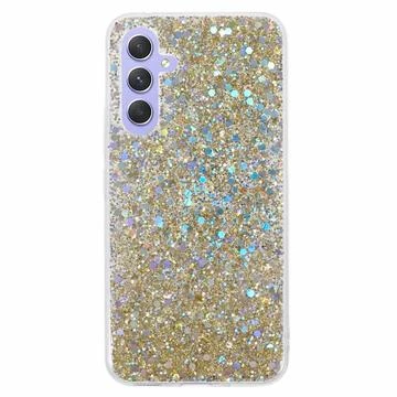 SAMSUNG GALAXY A34 5G GLITTER FLAKES TPU MASKA - ZLATNA