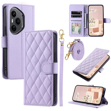 HONOR 400 PRO LUXURY QUILTED WALLET CASE - PURPLE