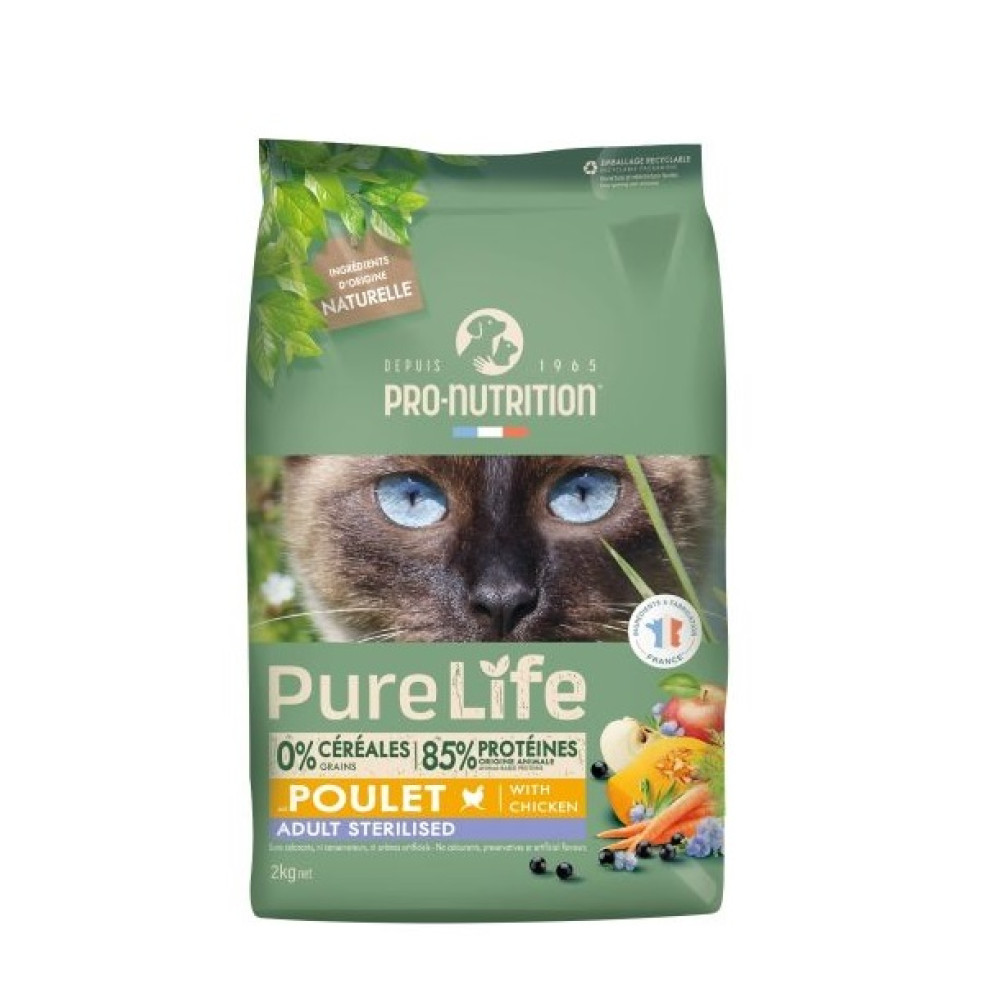 Pro Nutrition Pure Life Cat hrana za mačke - Sterilised Chicken 8kg AKCIJA 1+1 GRATIS!