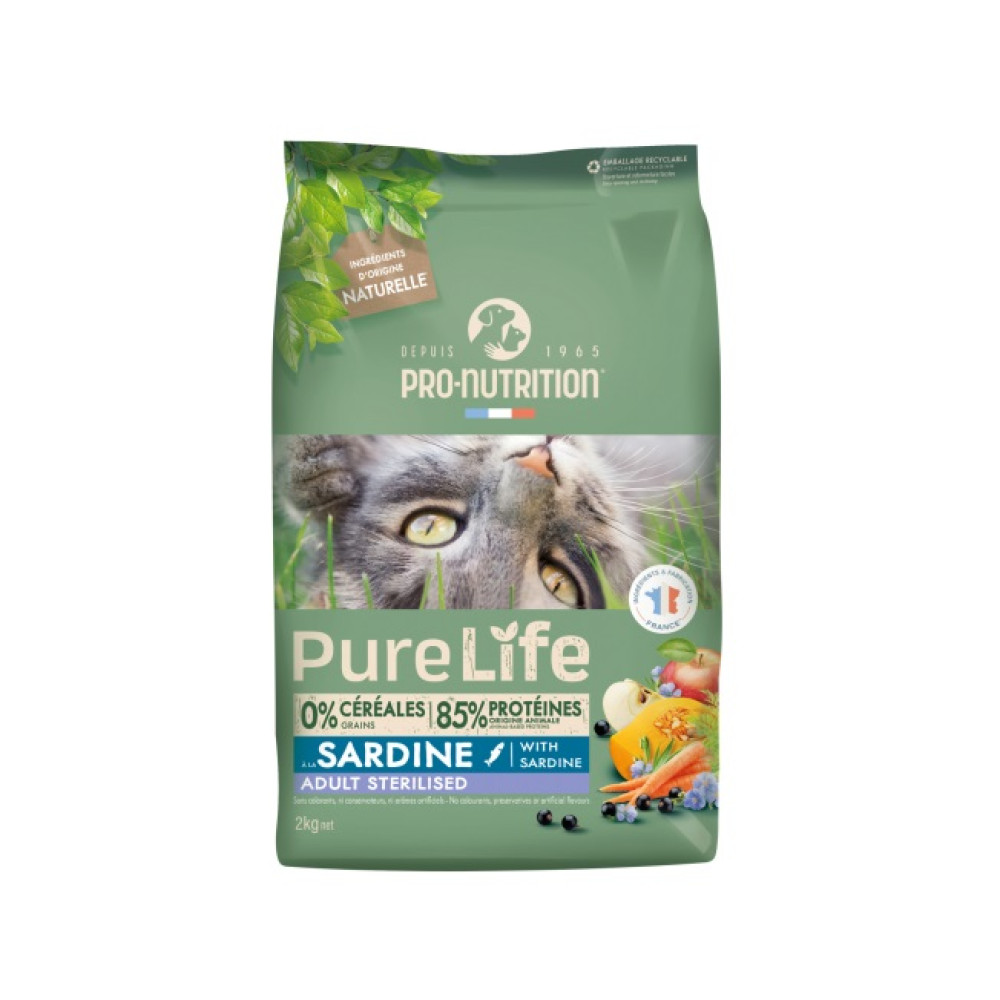 Pro Nutrition Pure Life Cat hrana za mačke - Sterilised Sardine 2kg AKCIJA 1+1 GRATIS!