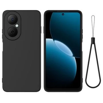 HUAWEI NOVA Y73 LIQUID SILICONE CASE WITH HAND STRAP - BLACK