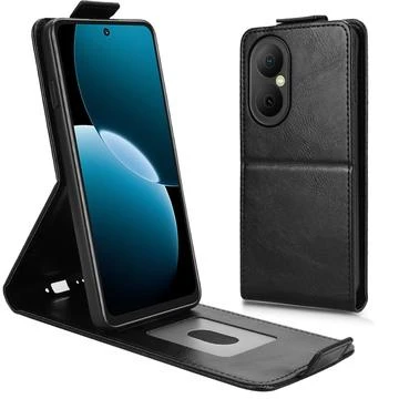 HUAWEI NOVA Y73 VERTICAL FLIP CASE WITH STAND - BLACK