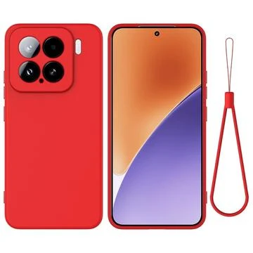 XIAOMI 15 LIQUID SILICONE CASE WITH HAND STRAP - RED