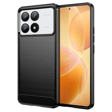 XIAOMI REDMI K70/K70 PRO/POCO F6 PRO BRUŠENA TPU ZAŠTITNA MASKA - UGLJENIČNO VLAKNO - CRNA