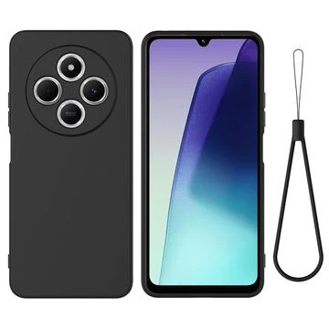 XIAOMI REDMI A3 PRO LIQUID SILICONE CASE WITH HAND STRAP - BLACK
