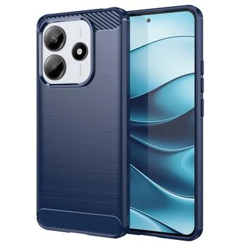 XIAOMI REDMI NOTE 14 BRUŠENA TPU ZAŠTITNA MASKA - UGLJENIČNO VLAKNO - PLAVA