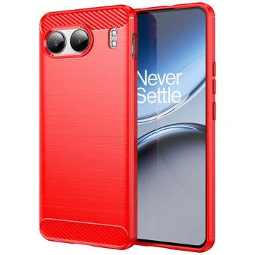 ONEPLUS NORD 4 BRUŠENA TPU ZAŠTITNA MASKA - UGLJENIČNO VLAKNO - CRVENA