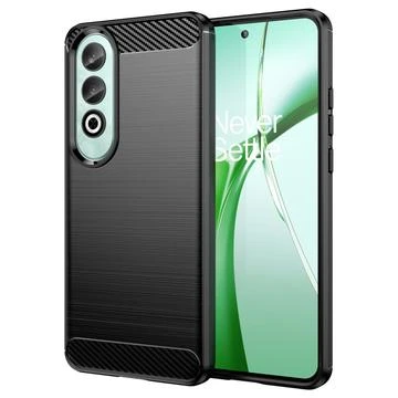 ONEPLUS NORD CE4 BRUŠENA TPU ZAŠTITNA MASKA - UGLJENIČNO VLAKNO - CRNA