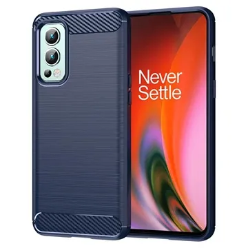 ONEPLUS NORD 2 5G BRUŠENA TPU ZAŠTITNA MASKA - KARBONSKA VLAKNA - PLAVA