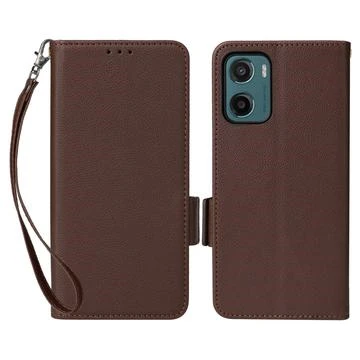 MOTOROLA MOTO G05/E15 WALLET CASE WITH MAGNETIC CLOSURE - BROWN