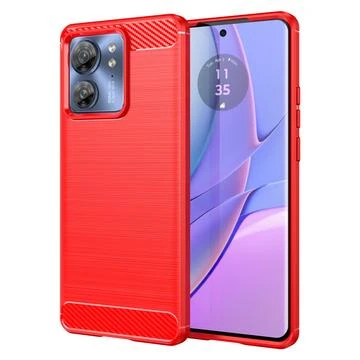 MOTOROLA EDGE (2023)/EDGE 40 BRUŠENA TPU ZAŠTITNA MASKA - UGLJENIČNO VLAKNO - CRVENA