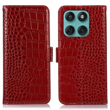 MOTOROLA EDGE 60 FUSION CROCODILE SERIJA KOŽNA MASKA-NOVČANIK SA RFID-OM - CRVENA