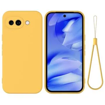GOOGLE PIXEL 10A LIQUID SILICONE CASE WITH HAND STRAP - YELLOW