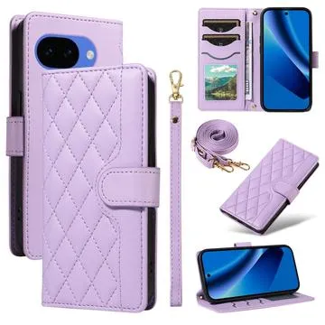 GOOGLE PIXEL 10A LUXURY QUILTED WALLET CASE - PURPLE