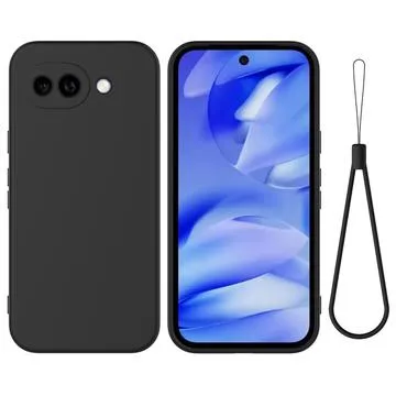 GOOGLE PIXEL 10A LIQUID SILICONE CASE WITH HAND STRAP - BLACK