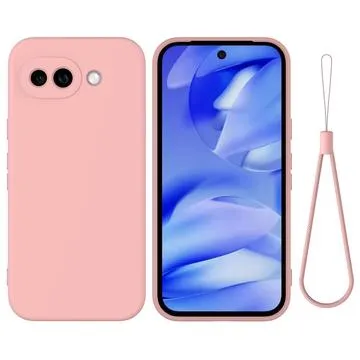 GOOGLE PIXEL 10A LIQUID SILICONE CASE WITH HAND STRAP - PINK