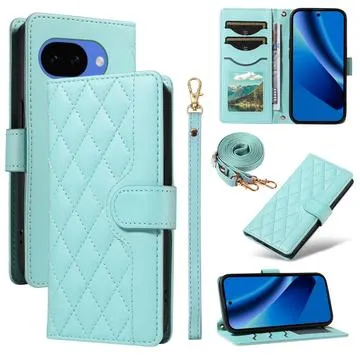 GOOGLE PIXEL 10A LUXURY QUILTED WALLET CASE - GREEN