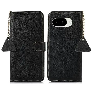 GOOGLE PIXEL 10A WALLET LEATHER CASE WITH RFID - BLACK