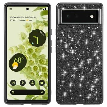 GOOGLE PIXEL 8A GLITTER SERIES HIBRIDNA MASKA - CRNA
