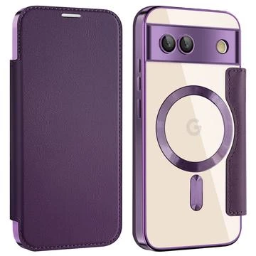 GOOGLE PIXEL 8A FLIP CASE WITH CARD SLOT - MAGSAFE COMPATIBLE - PURPLE
