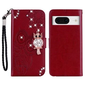 GOOGLE PIXEL 8 OWL RHINESTONE WALLET CASE