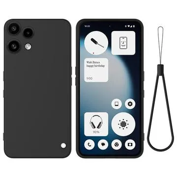 NOTHING PHONE (3A) LITE LIQUID SILICONE CASE WITH HAND STRAP - BLACK