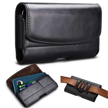 MULTIFUNCTIONAL UNIVERSAL HORIZONTAL HOLSTER CASE WITH CARD POCKETS - XXXL - BLACK