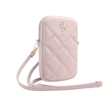 GUESS QUILTED 4G METAL LOGO PHONE BAG WITH ADJUSTABLE STRAP - PINK
