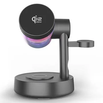 QI2.2 25W MAGNETIC WIRELESS CHARGING STATION WITH BLUETOOTH SPEAKER & RGB