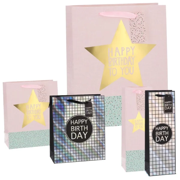 Premia, ukrasna kesa, Happy birthday, shiny – odaberite veličinu