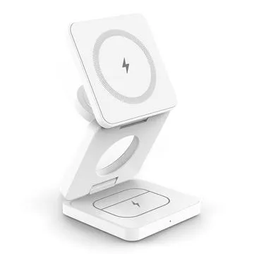 POCKET-SIZE 3-IN-1 FOLDABLE MAGNETIC WIRELESS CHARGER - WHITE