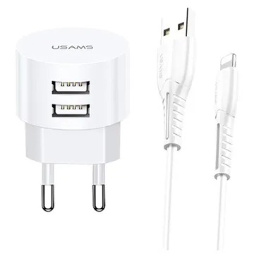USAMS CC081 T20 DUAL-PORT FAST TRAVEL CHARGER - WHITE