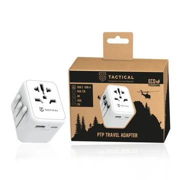 TACTICAL PTP TRAVEL ADAPTER 12W - USB-C, USB-A, EU, UK, USA/AUS - WHITE