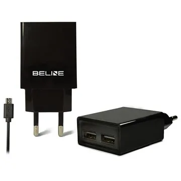 BELINE UNIVERSAL DUAL-PORT CHARGER & MICROUSB CABLE - BLACK